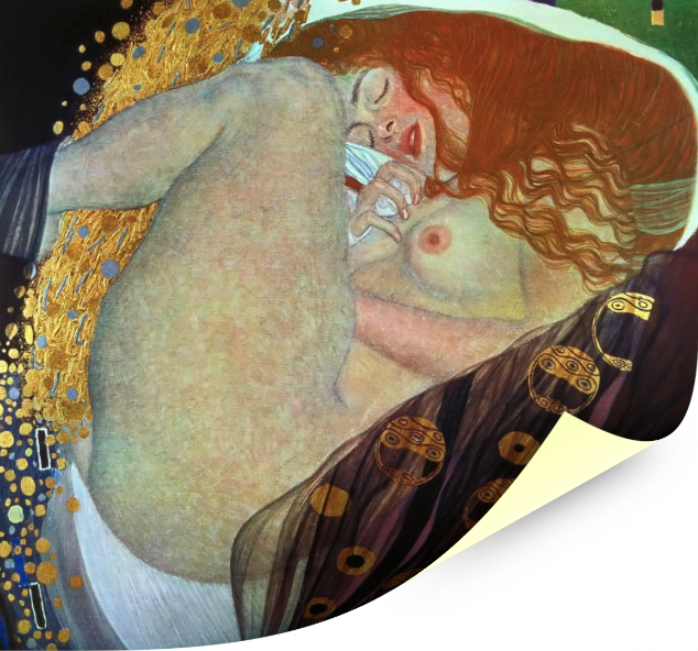 Картина для интерьера "Даная", художник Климт, Густав, печать на холсте (60х56 см / без подрамника)