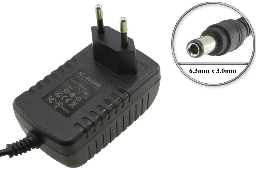 Адаптер (блок) питания 13.8V, 0.3A - 0.5A, 4W, 6.3mm x 3.0mm (LSEU-008, PNEU-008W), для рации Roger KP-14, KP-23 и др.