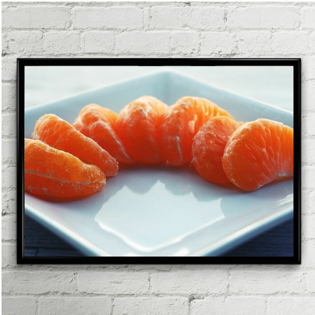 Плакат "Дольки мандарина на тарелке" Cool Eshe из коллекции "Интерьеры на любой вкус", плакат на стену А3