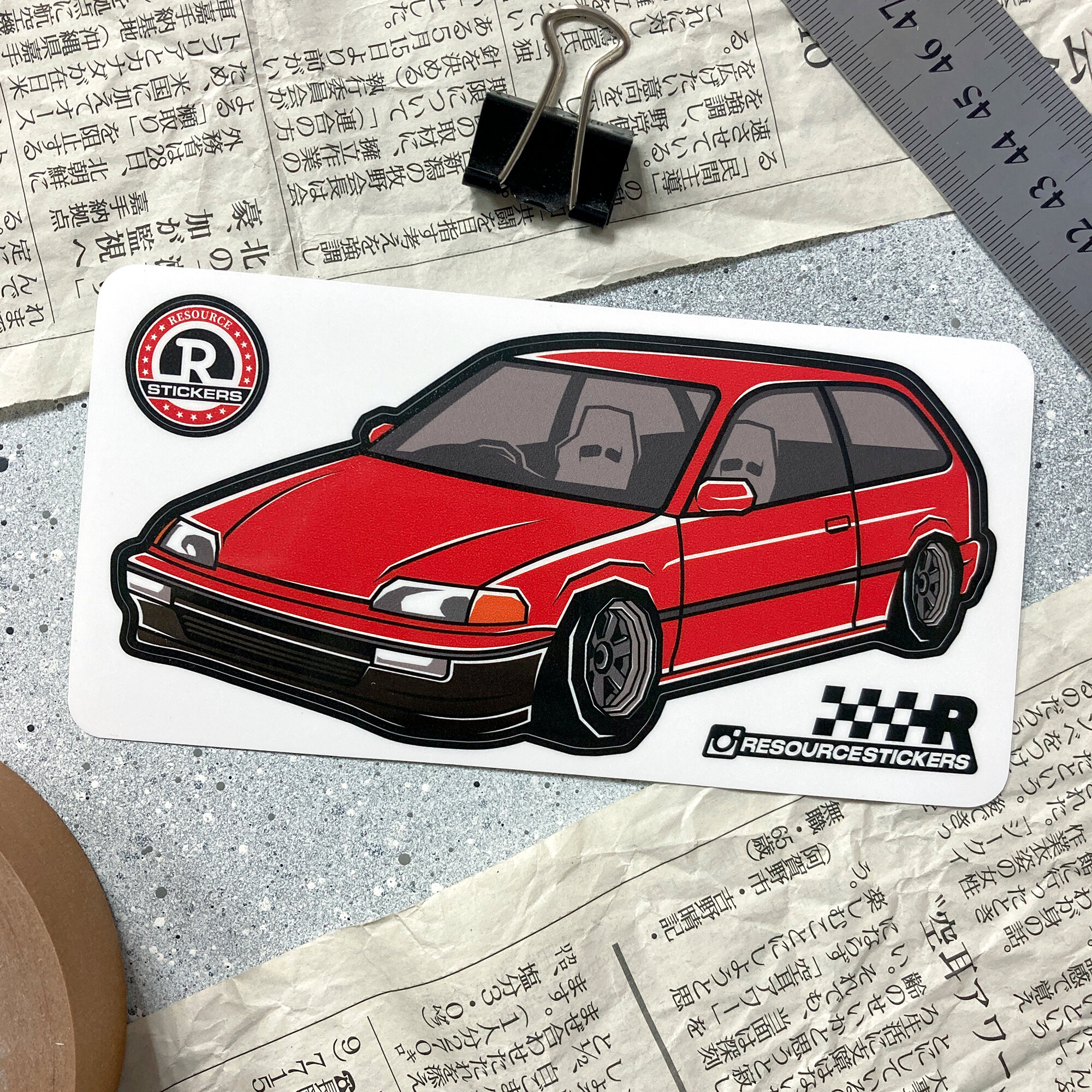 Наклейка на авто Honda Civic 4 красный, 14.5х7 / Resource Stickers