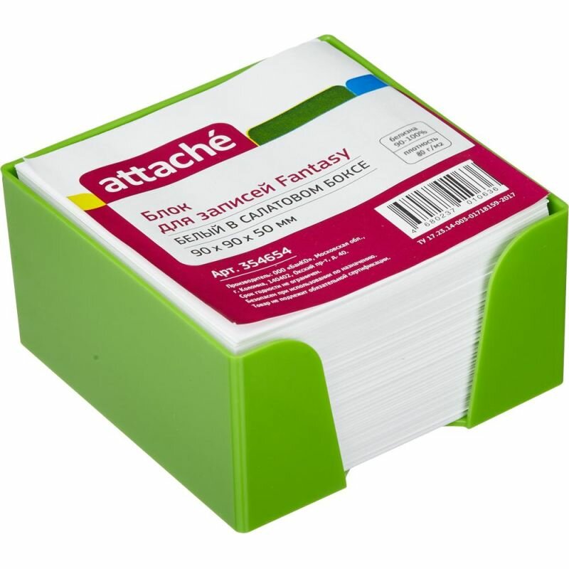 Attache Блок для записей в подставке Fantasy 9х9х5 салатовый белый блок 80г/92