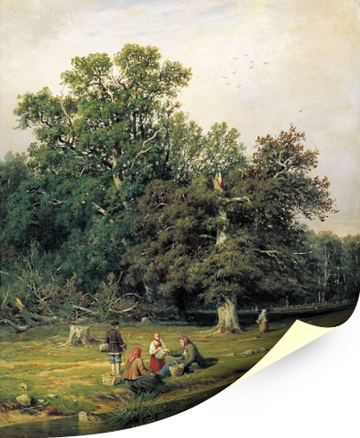 "За грибами", Шишкин Иван Иванович, картина (репродукция) (30х36 см / без подрамника)