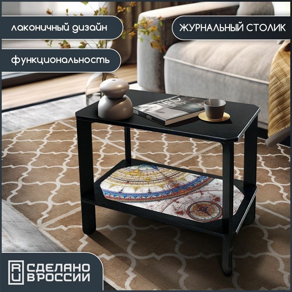 Прямоугольный черный журнальный столик с принтом "мандала (абстракция, узор, паттерн, узор) - 155"