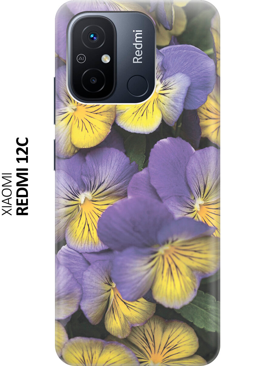 Силиконовый чехол Фиолетовые и желтые фиалки на Xiaomi Redmi 12C / Сяоми Редми 12С