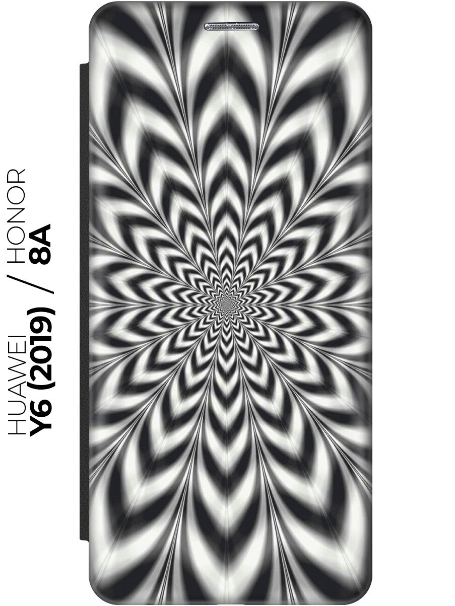 Чехол-книжка Черно-белая иллюзия на Honor 8A / 8A Pro / Huawei Y6 (2019) / Y6 Prime (2019) / Хонор 8а / 8а Про / Хуавей У6 2019 / У6 Прайм 2019 черный
