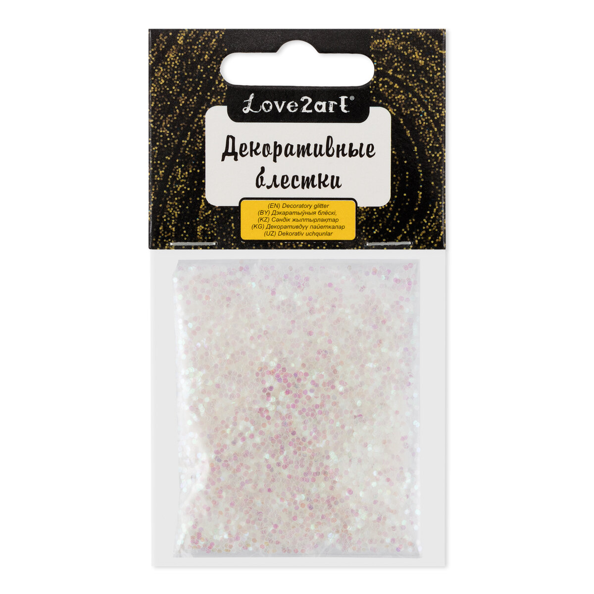 Декоративные блестки "Love2art" GLIS-01 1 мм № 02 белый с розовым отливом/white with pink tint