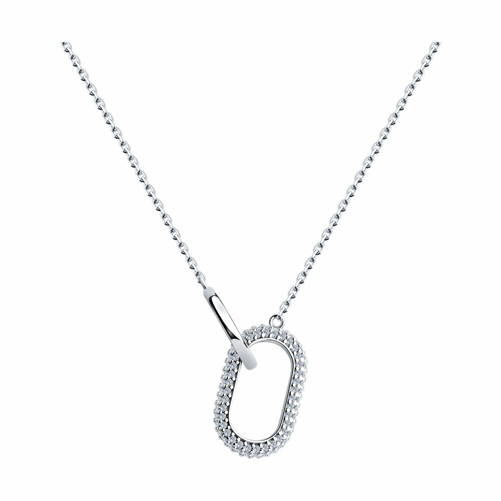 Колье, серебро, 925 проба, родирование, фианит