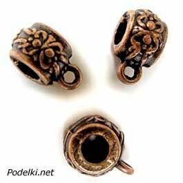 Фурнитура для бижутерии Бейл Бочонок плоский 0004711 медный цвет 8x6 мм, цена за 10 шт.