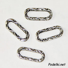 Фурнитура для бижутерии Коннектор Кольцо овальное 0002405 цвет античное серебро 21x9 мм, цена за 10 шт.