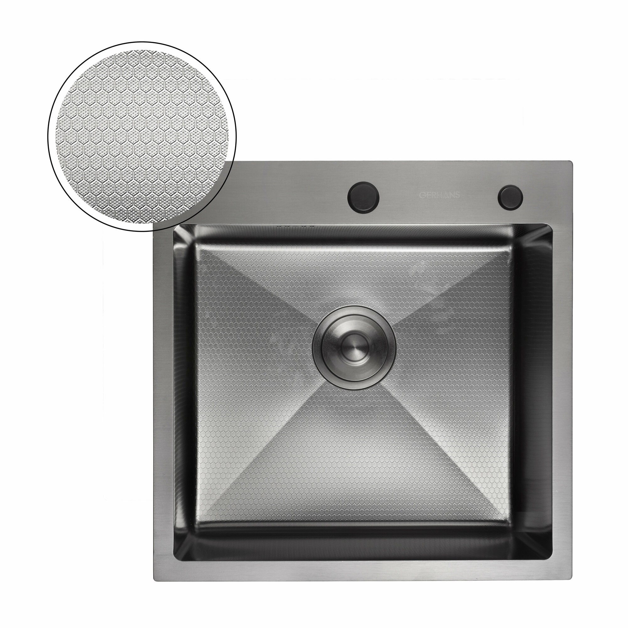 Рельефная кухонная мойка из нержавеющей с PVD покрытием графит стали Gerhans K35050BD