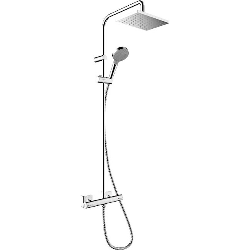 Душевая стойка Hansgrohe "Vernis Shape", термостат, с верхним душем, хром