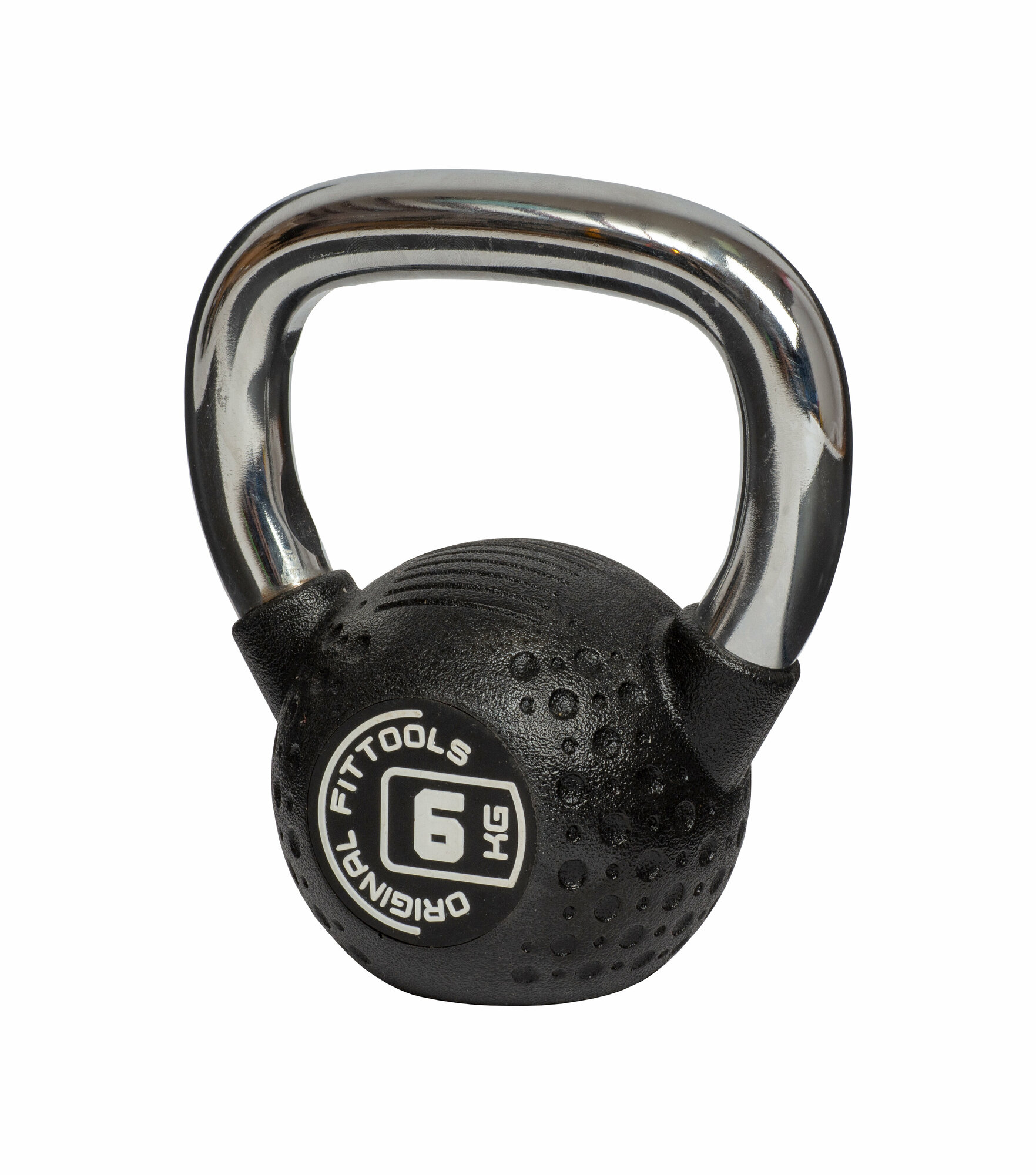 Гиря 6 кг с хромированной ручкой Original FitTools полиуретановая CPU