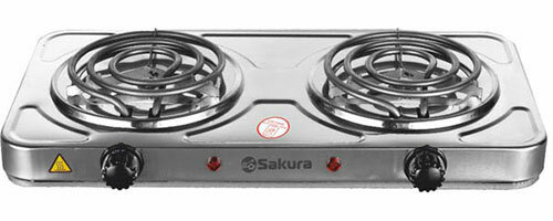 Настольная плита Sakura ПЭ-11Н 2 конфорки, серый металлик, черный