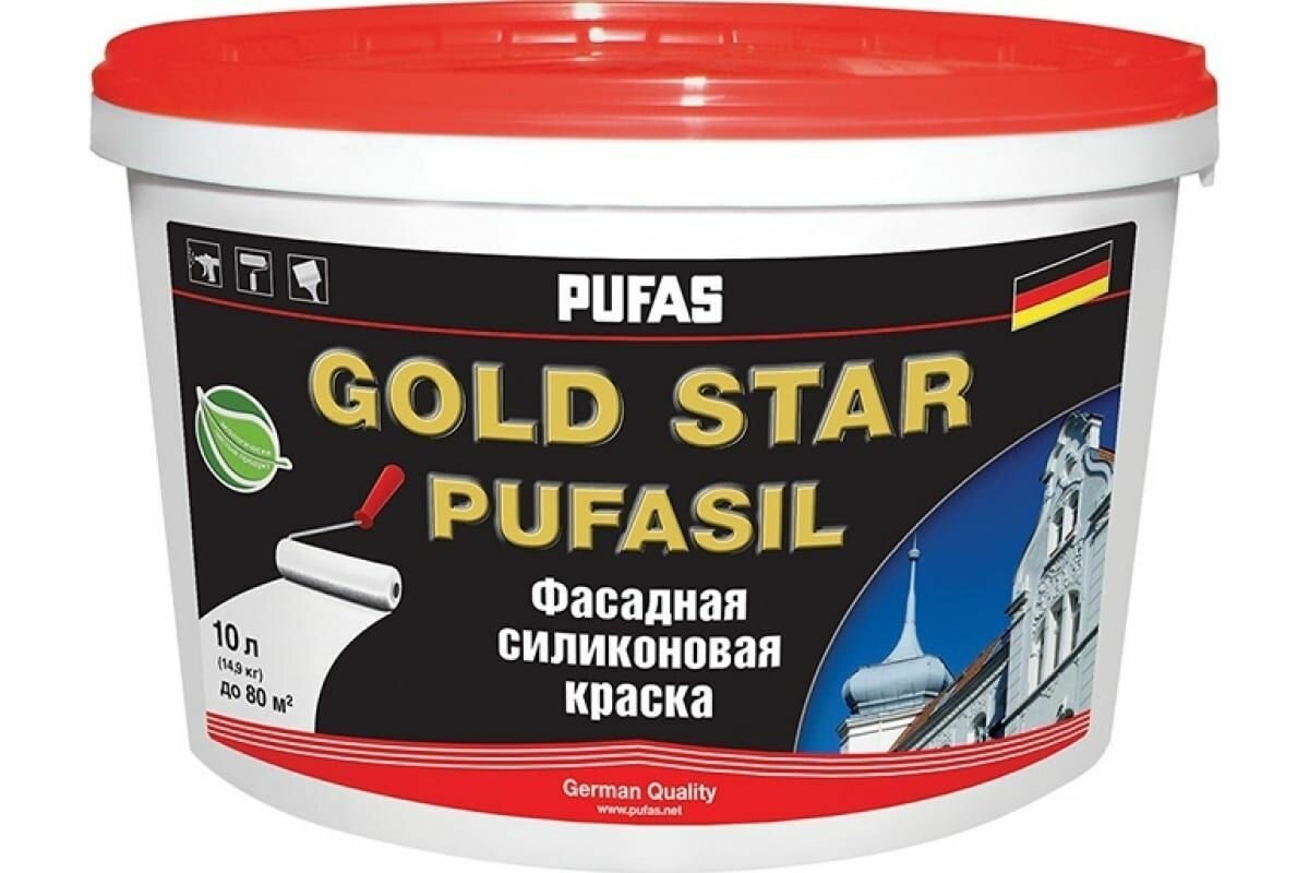 Пуфас GOLD STAR PUFASIL Краска фасадная силиконовая Основа D мороз. (10л-14,9кг)