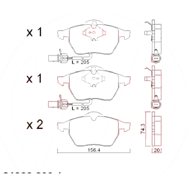 ZIMMERMANN 21938.200.1 (4B0615116A / 4B0698151 / 4B0698151B) колодки тормозные дисковые