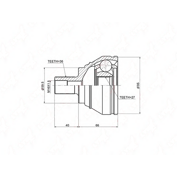 LYNXAUTO co-1205 (1004980193 / 104329 / 110079410) шрус наружный Audi (Ауди) a3(8p) 1.4t-3.2 03-12 / q3 2.0 11 / tt 1.8-2.0 08 Skoda