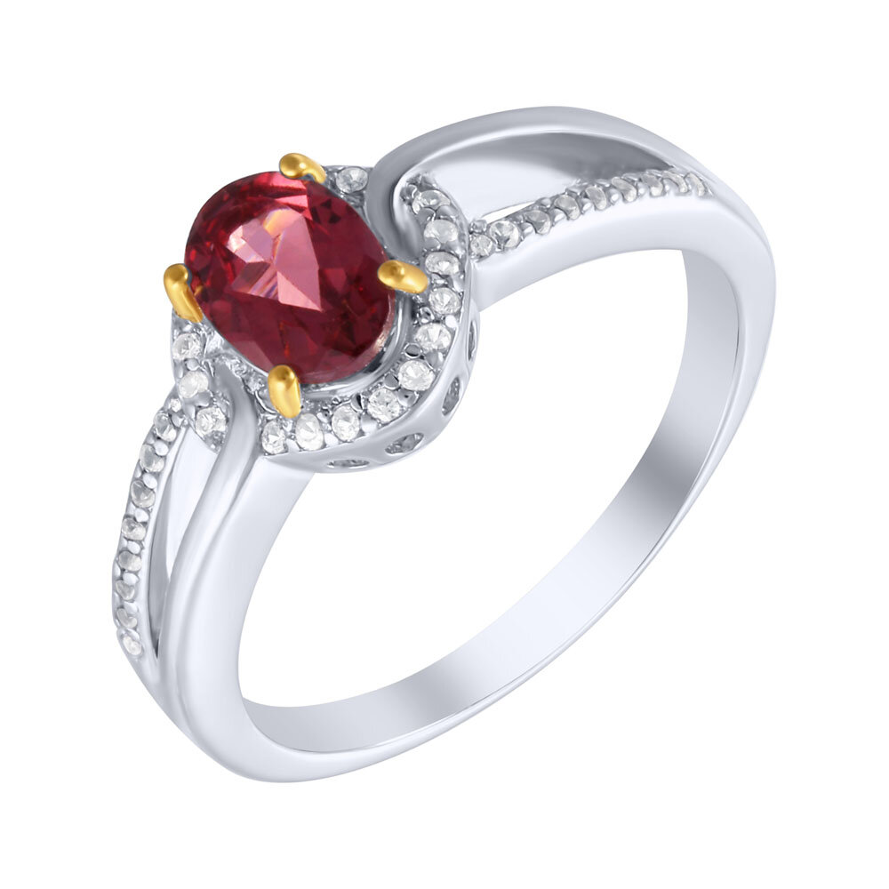 Кольцо, серебро, 925 проба, топаз, гранат
