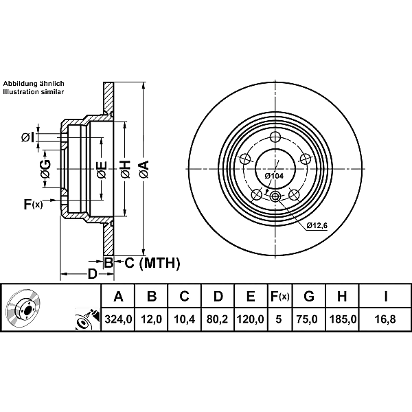 ATE 24.0112-0152.1 (230782 / 24011201521 / 32211164911) диск торм BMW (БМВ) x5 3.0 / 3.0d / 4.4 00- зад не вент