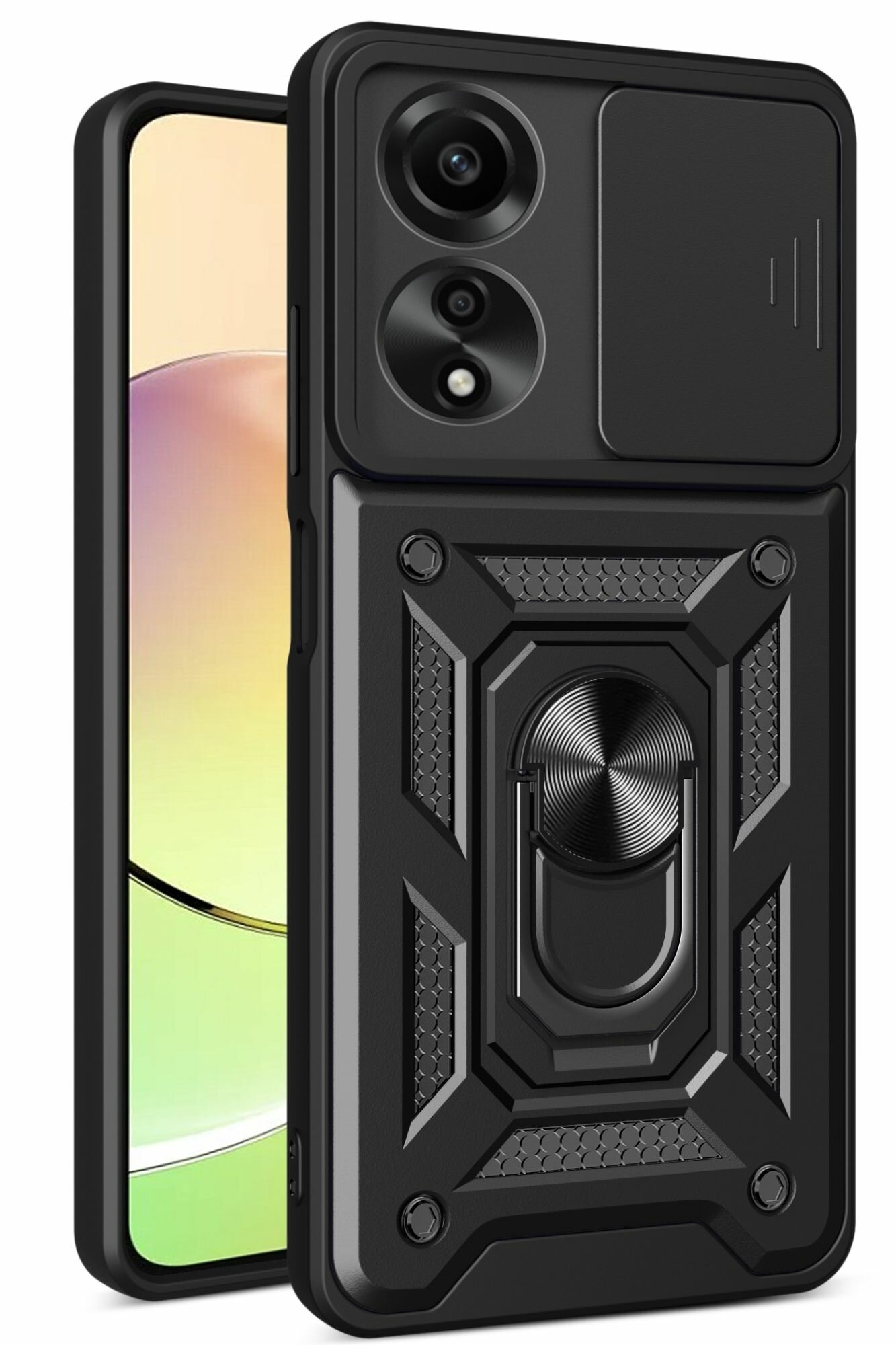 Чехол противоударный для Oppo A58 4G / Оппо А58 4G с защитой камеры armors (Черный)