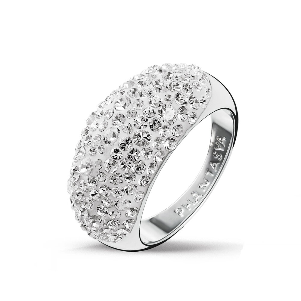 Кольцо на фалангу, серебро, 925 проба, родирование, кристаллы Swarovski