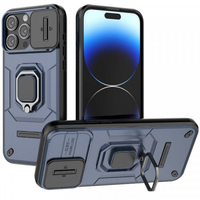 Transformer Ring Holder Противоударный чехол с кольцом и шторкой камеры для iPhone 15 Pro Max