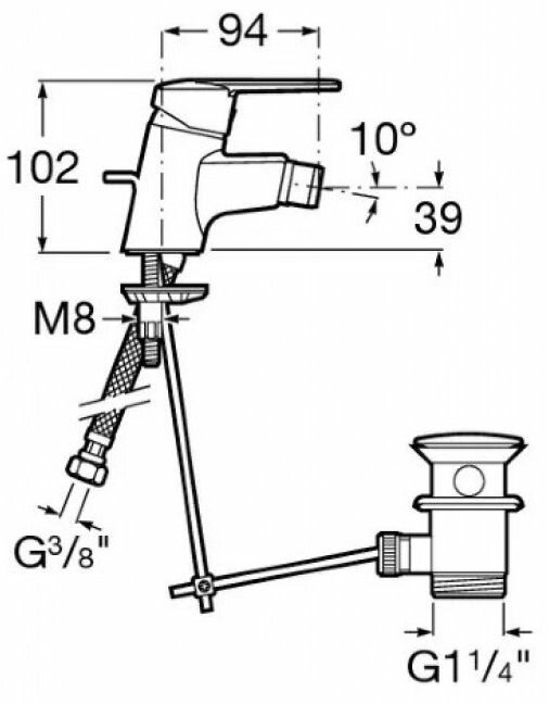 Смеситель Roca Victoria 5A6N25C0M для биде с донным клапаном