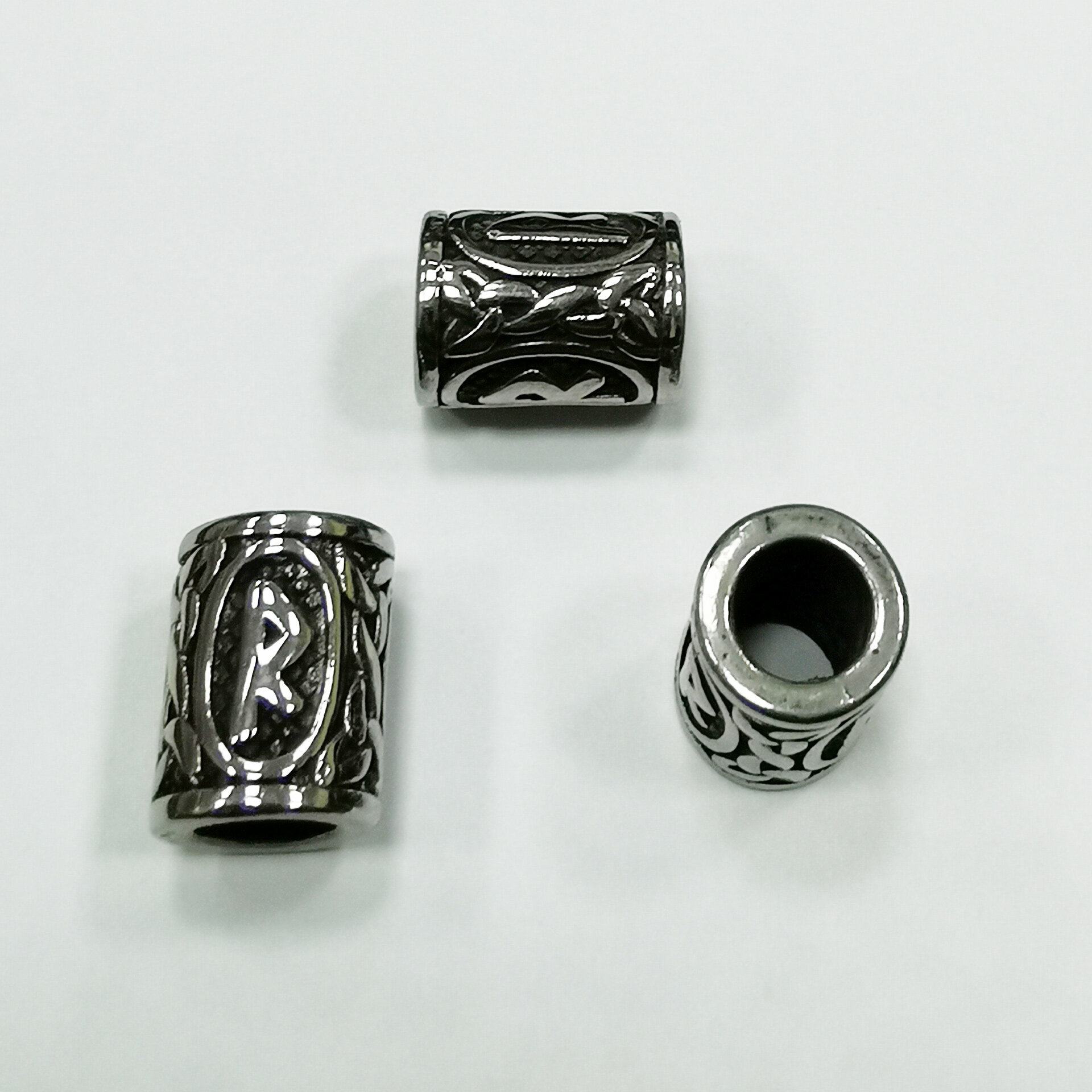 Бусина металлическая, 13х10мм, Руна Райдо, базовый материал - нержавеющая сталь, без покрытия, с чернением, 1 шт.