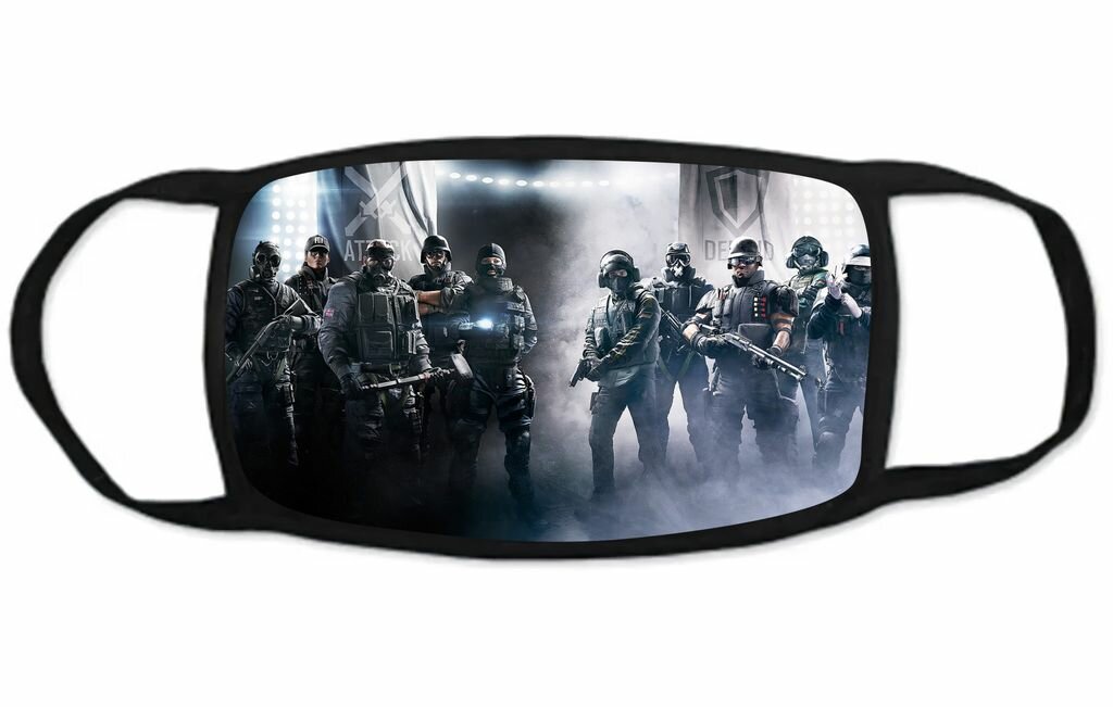 Маска на лицо Tom Clancy’s Rainbow Six, Том Клэнси’с Реинбоу Сикс №6, Взрослая - 20 на 12,5 см