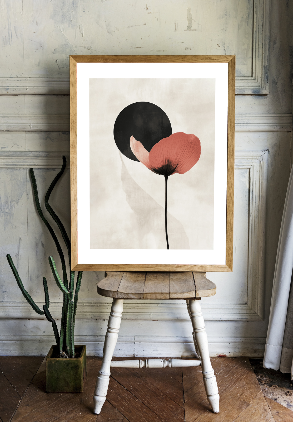 Постер "Абстрактный цветок с кругом" 60x90 см в подарочном тубусе