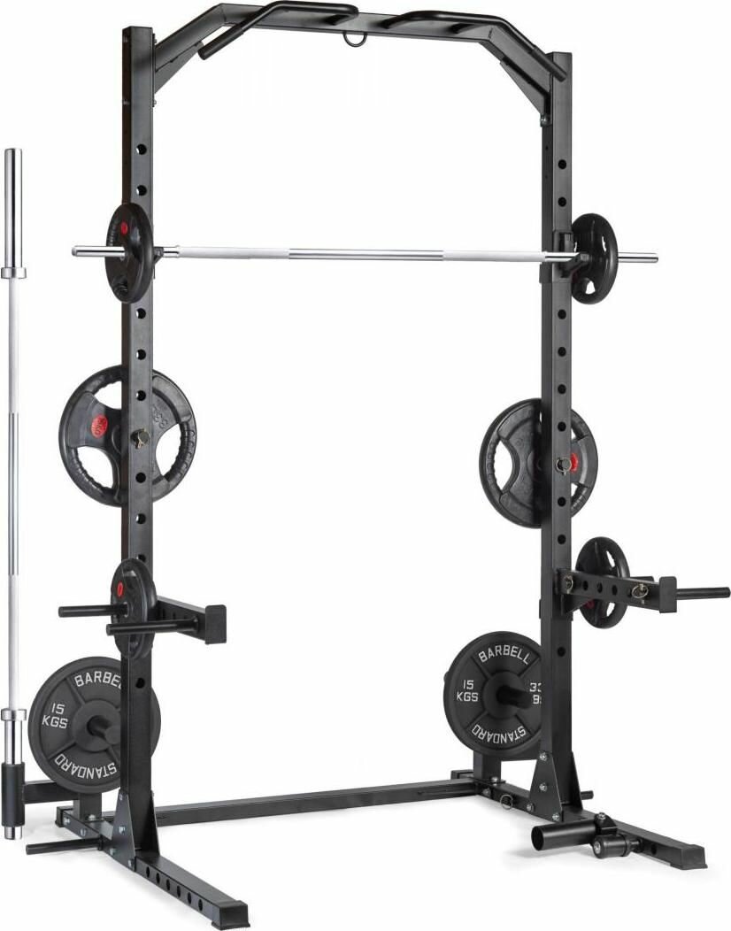 Стойка для штанги VictoryFit VF-B2007, с турником, антискользящее покрытие, черная