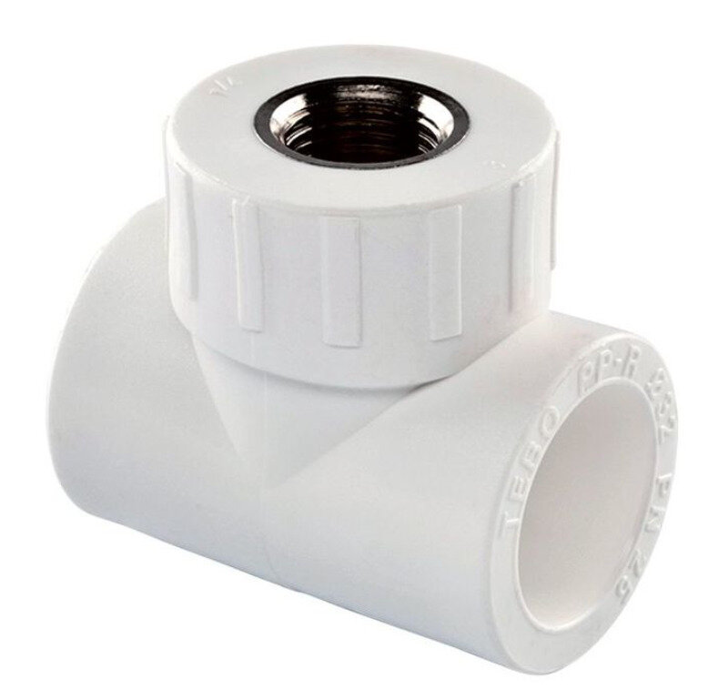 Тройник комбинированный Tebo TR-TB 20х1/2" c внутренней резьбой, белый