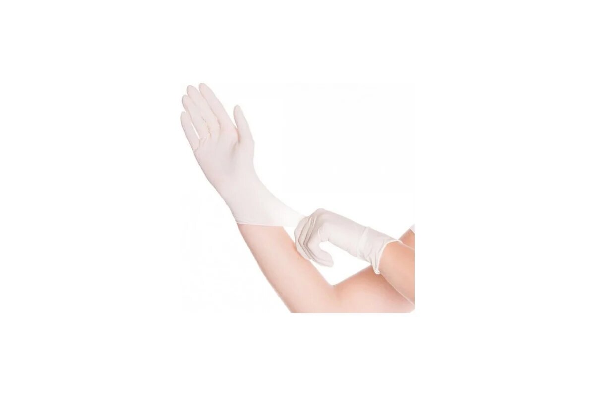 EcoLat неопудренные латексные перчатки белые размер M, 10 шт./уп, код 12020/M