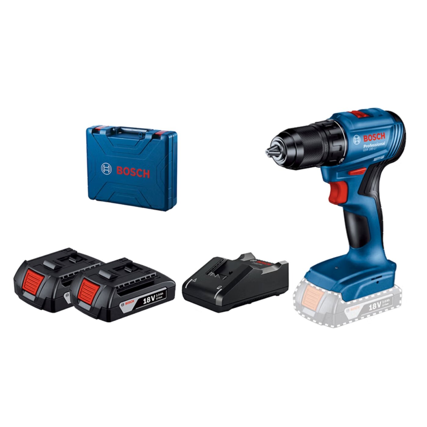 BOSCH GSR185-LI18V, электрическая отвертка, оснащенная 2 батареями емкостью 2,0 ач