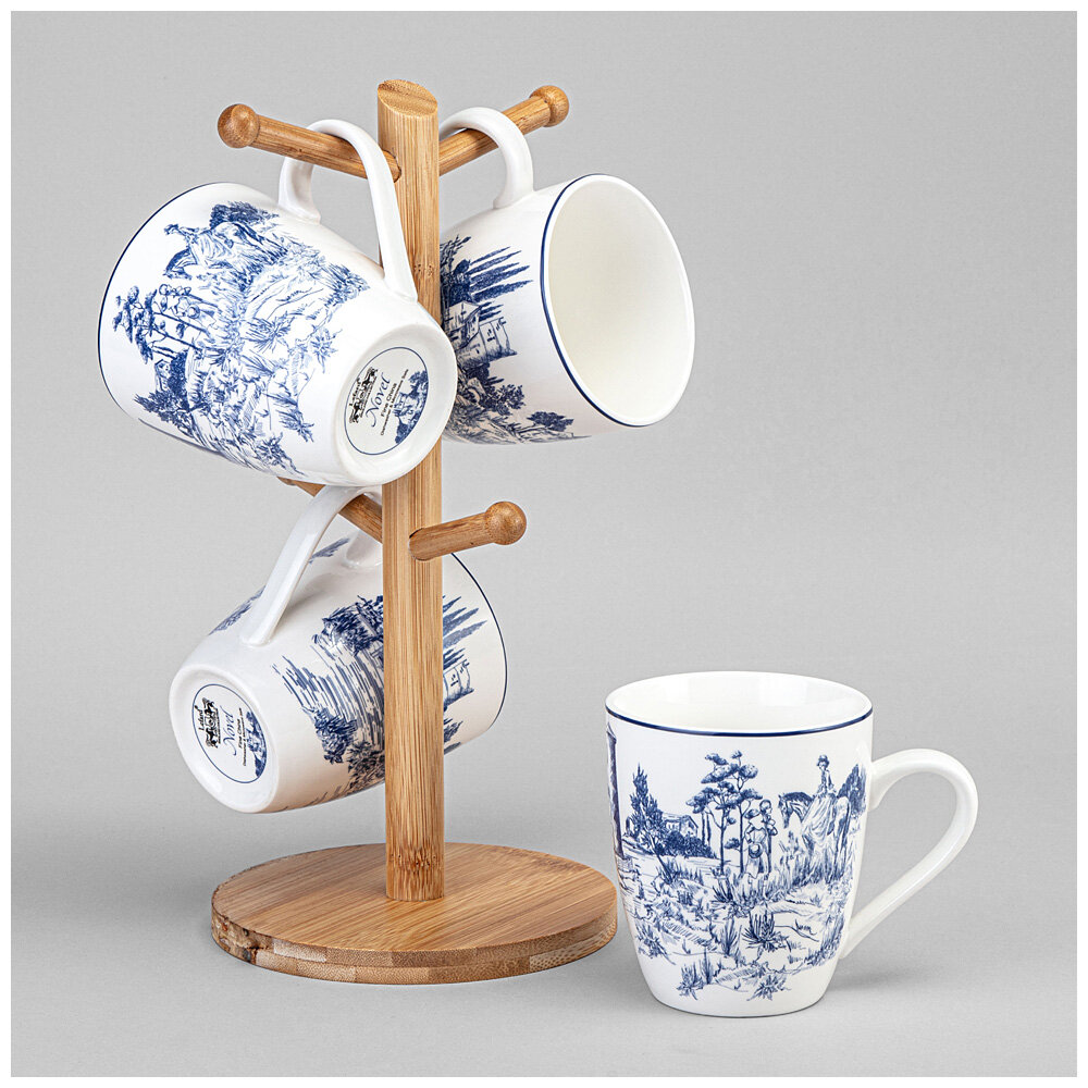 Набор кружек lefard novel на дерев. Подставке 4 шт. 380 мл KSG-577-217