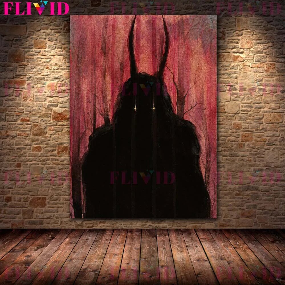 Художественная печать на холсте "Ведьма, кошка, дьявол" Черный, D, 40X60cm NoFrame