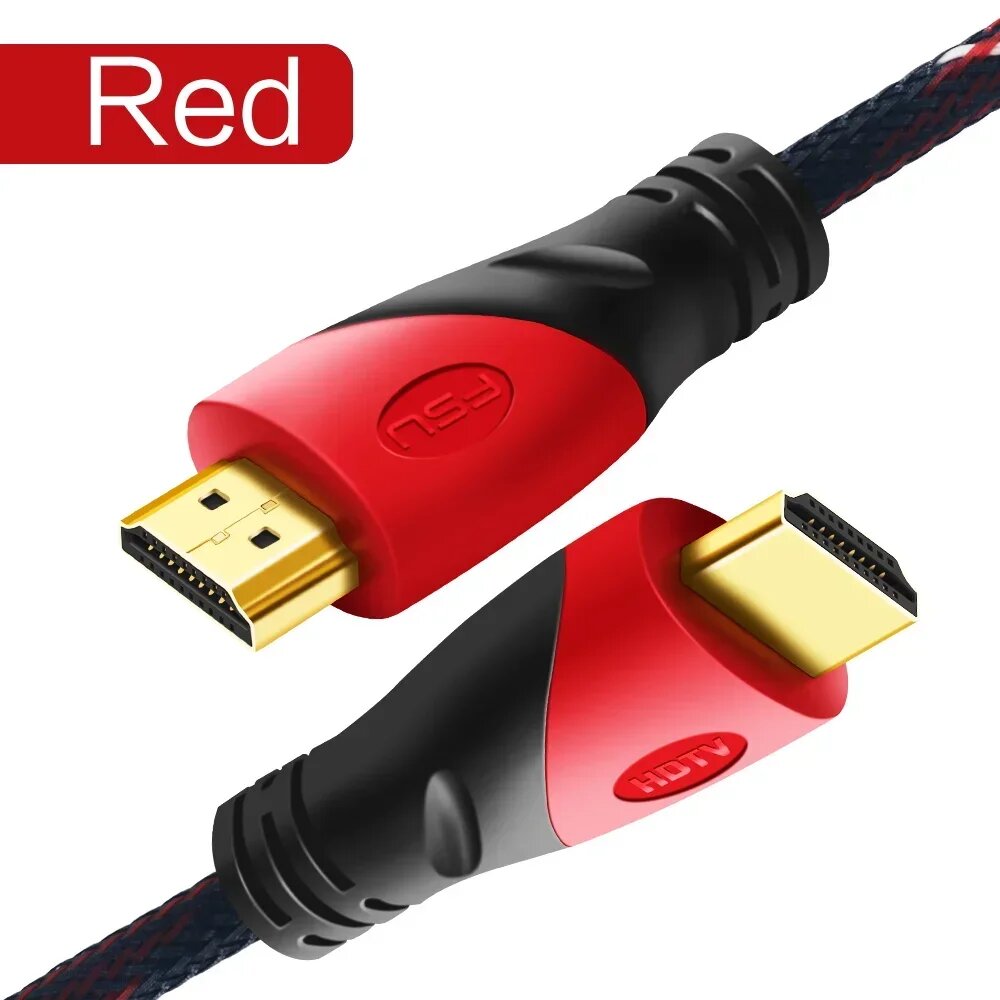 Кабель HDMI-совместимый, позолоченный, сетчатый кабель 1080P HDMI-совместимый цифровой кабель для телевизора и компьютера 1м, 3м, 5м