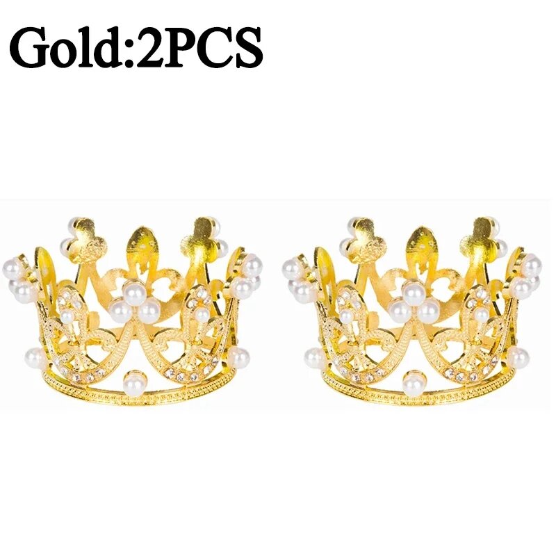 Короны для торта, пластик, 10/6/2/1 шт. Gold-2PCS
