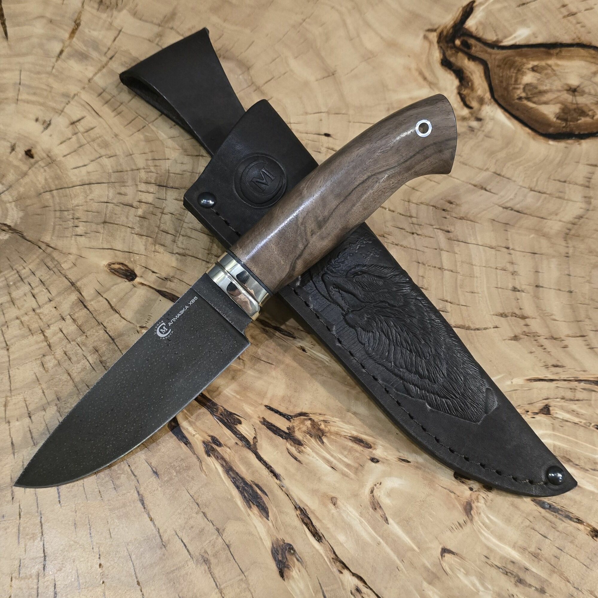 Нож Сокол, сталь ХВ5, рукоять кап ореха, Мастерская Семина