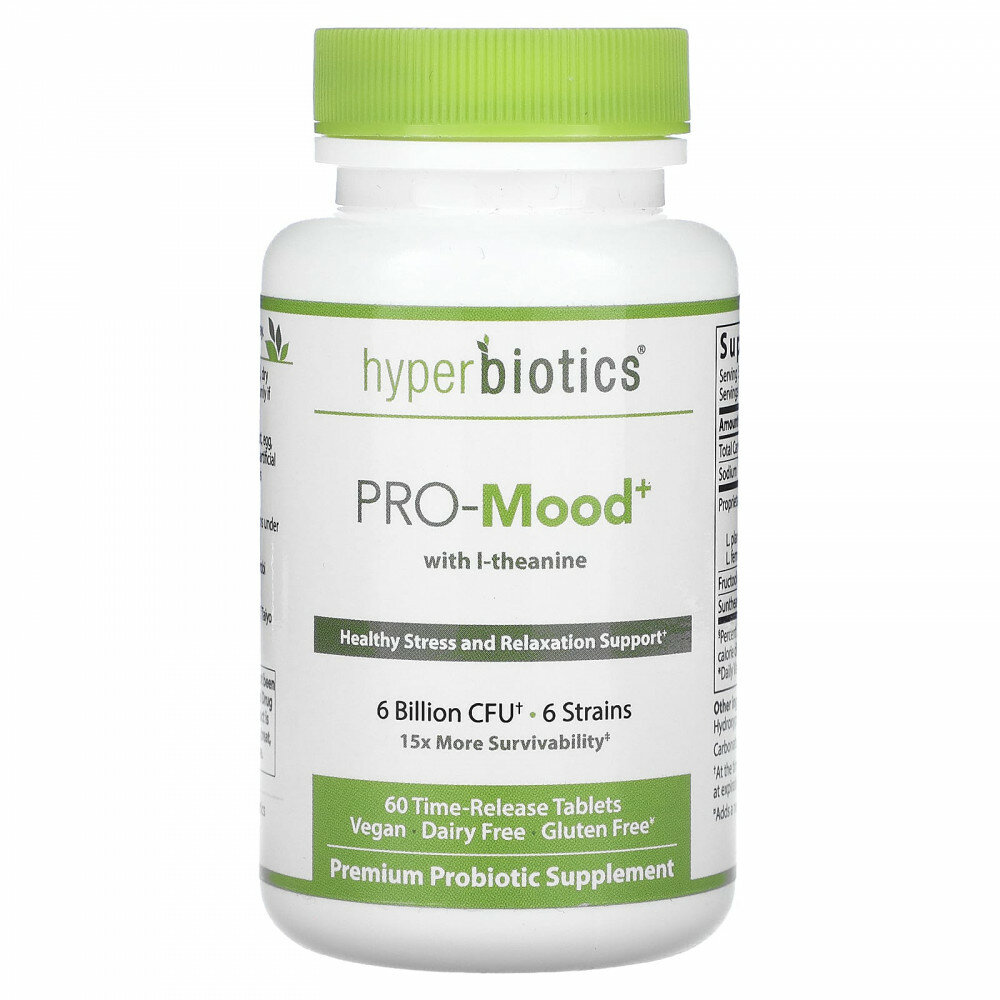 Vital Nutrients, Hyperbiotics®, пробиотик для улучшения настроения, 60 веганских таблеток