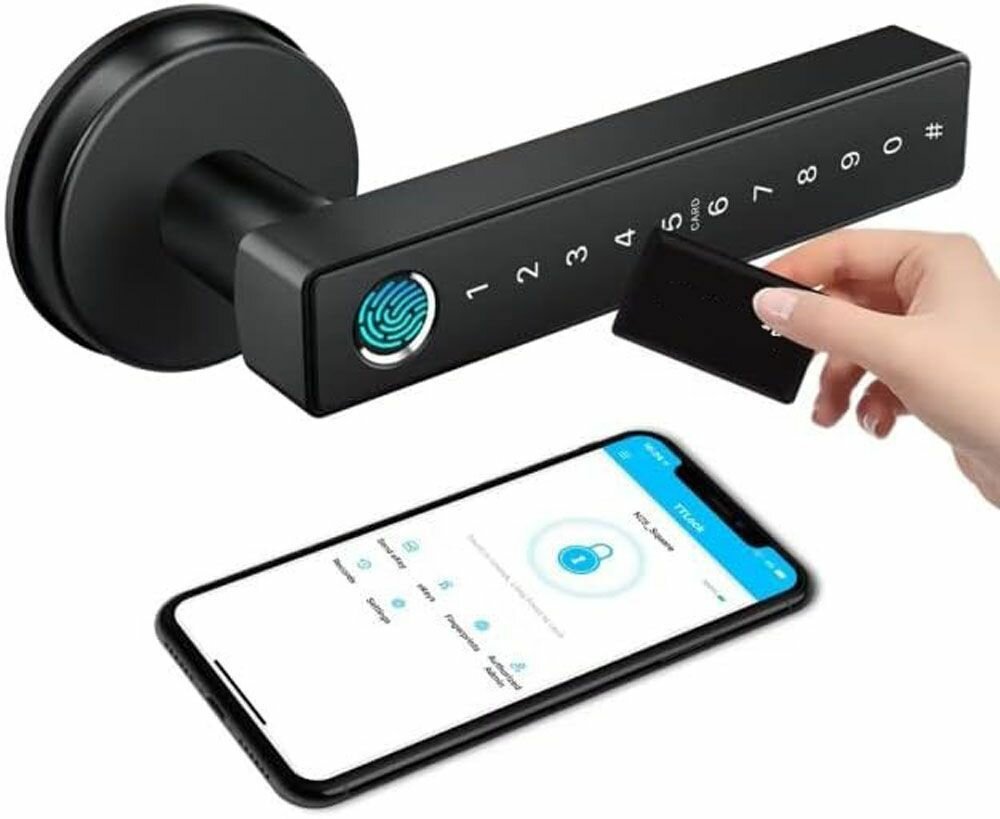 Замок входной двери без ключа с клавиатурой, Интеллектуальный биометрический, 5-В-1 Способов доступа Цифровой электронный