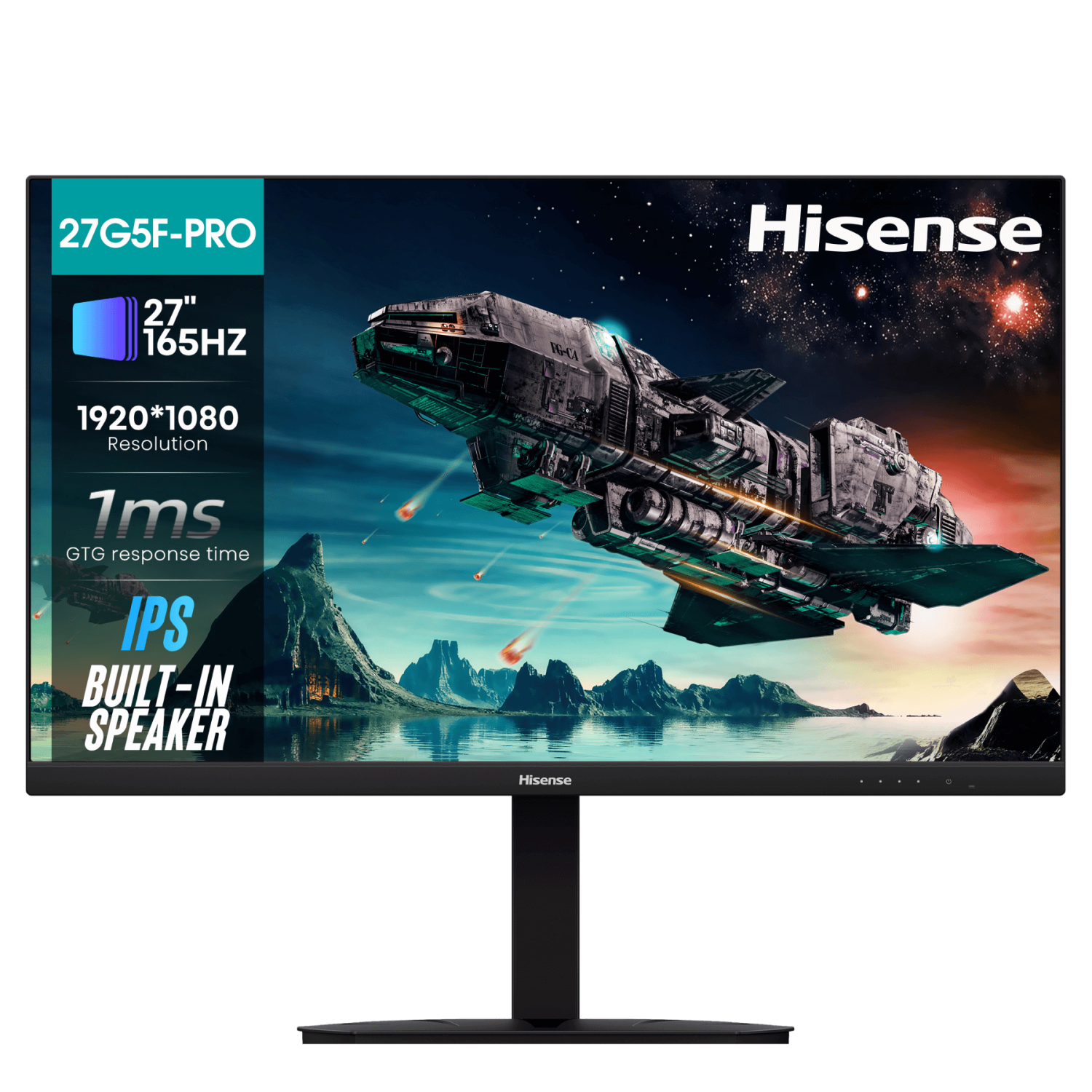 Монитор 27" Hisense 27G5F-PRO (IPS,1 мс,165Гц,1920x1080,250кд/м,1000:1,178°/178°, DP,2хHDMI,2х2Вт)
