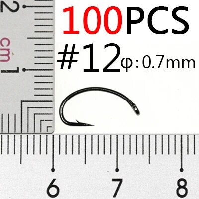 Крючки рыболовные #12 0.7mm 100PCS, серый