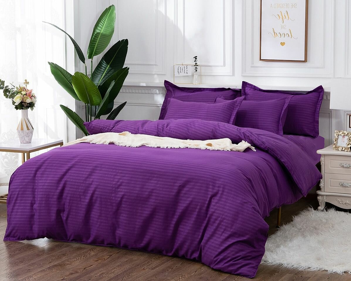 Пододеяльник из страйп-сатина 150 х 200 - М - 135 - Дип Пёрпл 1х1