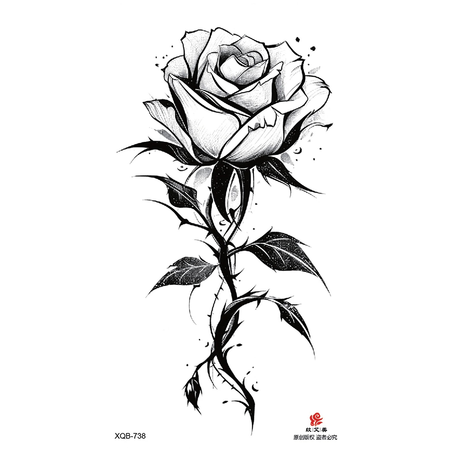 Черный цветок, водостойкая временная татуировка, наклейка, красота, бабочка, роза для женщин, 3D вспышка, боди, рука, моющиеся поддельные татуировки 12-QXQB-738