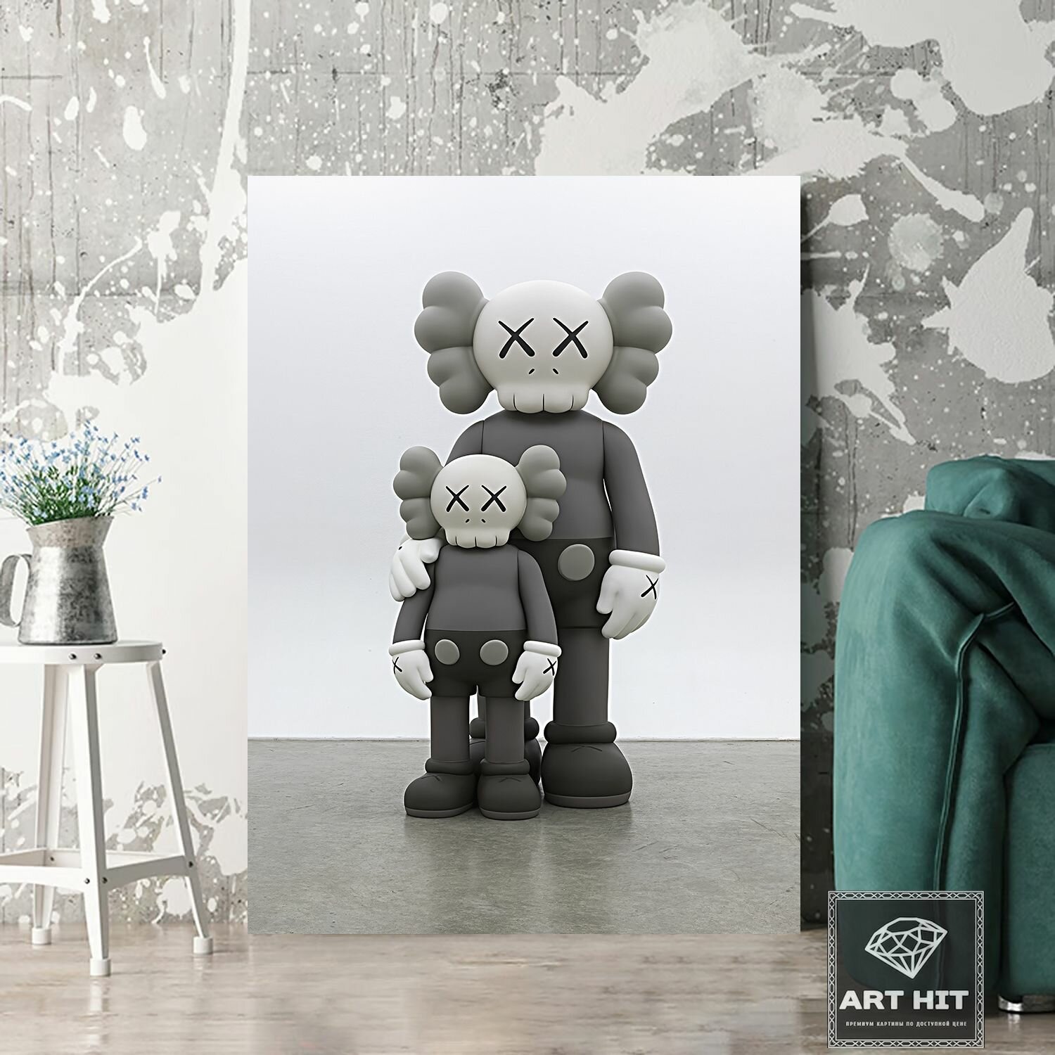 Картина Kaws, интерьерная картина кавс, 50х70