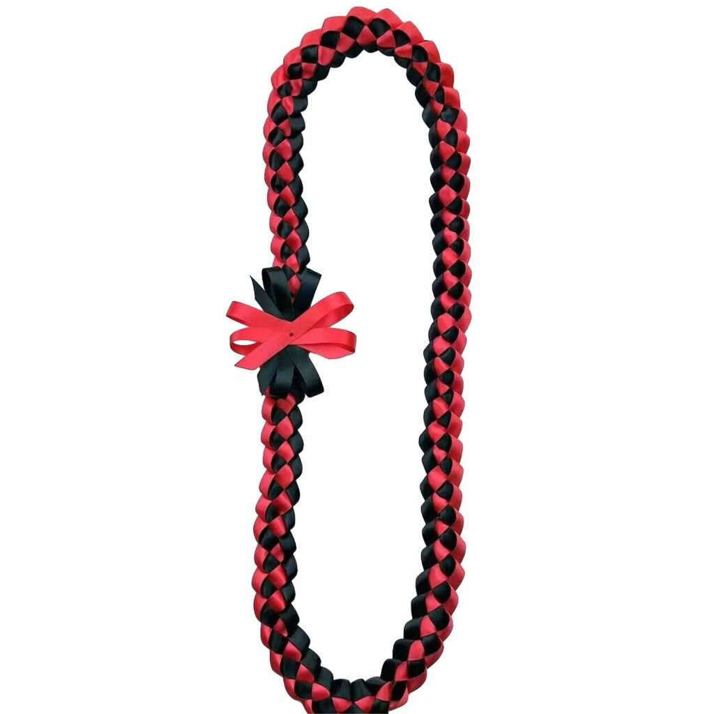 Однослойная выпускная церемония с плетеным воротником-гирляндой из лент-черно-красный