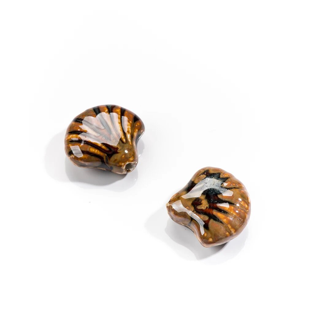 32 # 2шт разноцветные гребешки в форме морской серии керамические бусины кулон для изготовления ювелирных изделий # МОА303