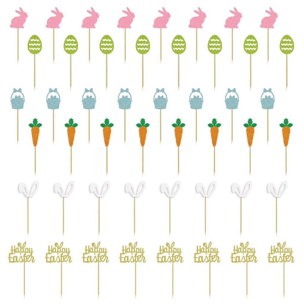 48шт Пасхальный Кекс Топперы Для Пасхальной Вечеринки Торт Топперы Для Девочек День Рождения Украшения Десерт Еда Выбрать Детский Душ
