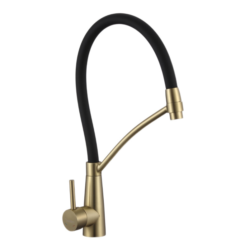 Смеситель для кухни с гибким изливом Fmark FS8255C-01, матовое золото