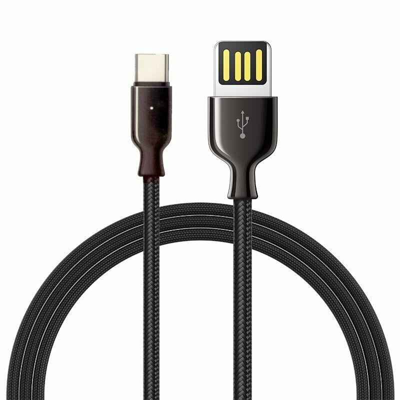 Кабель для быстрой зарядки Recci Jazz Series Double-Sided, Zinc Alloy, USB to Type-C, 5А, 150 cм, Черный